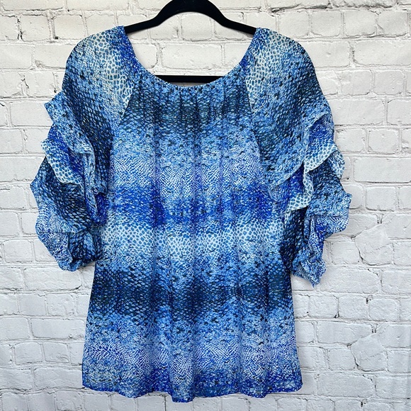 MSK | Tops | Msk Blue Metallic Top | Poshmark